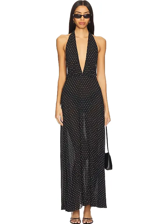 Lioness District Maxi Dress - Onyx Polka