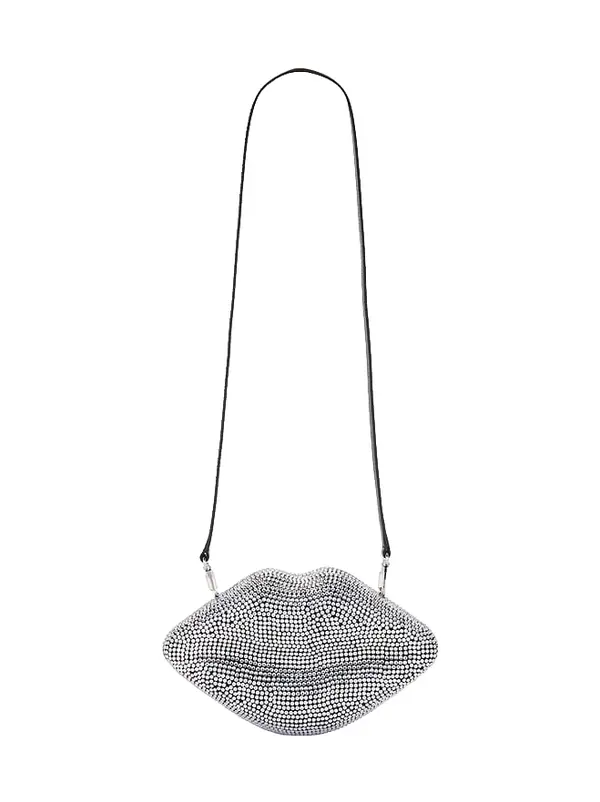 SIMONMILLER Crystal Lip Clutch - Black & Clear