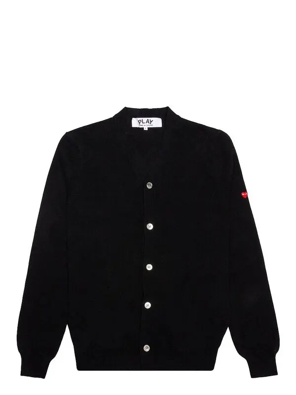 Play Comme Des Garcon Small Heart Cardigan - Black