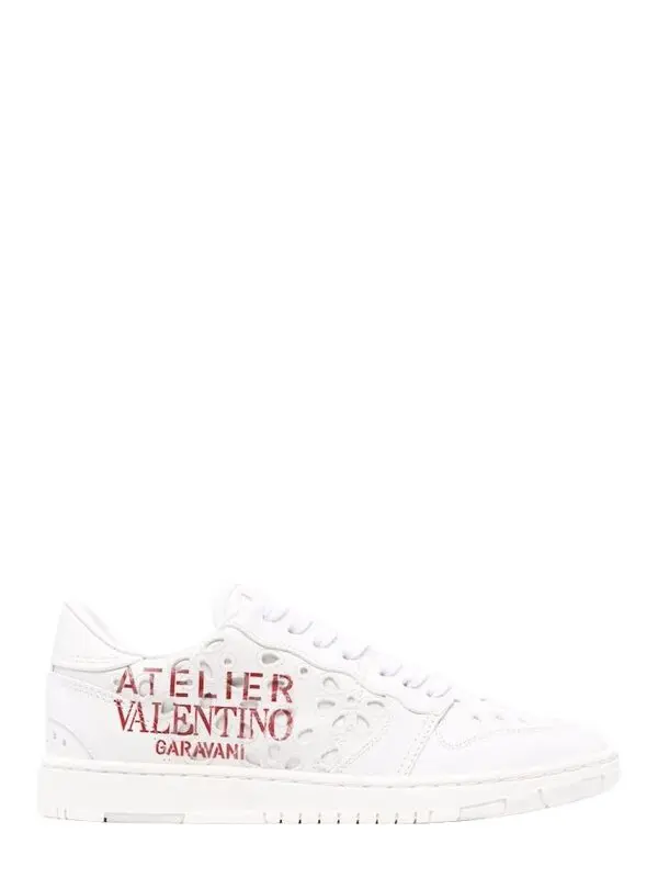 Valentino Garavani Graphic Leather Sneakers - White/red