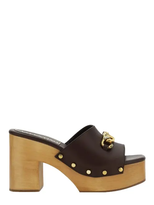 Valentino Garavani V Chain Open Toe Platform Mules - Brown