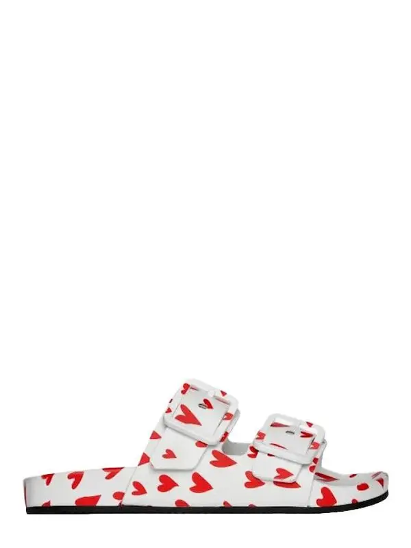 Balenciaga Logo Print Mallorca Flat Sandals - White/red