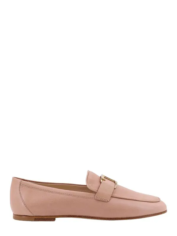 TOD'S Leather Loafer With Metal Detailing - Beige