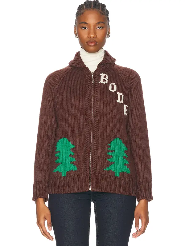 BODE Fir Shawl Collar Cardigan - Brown