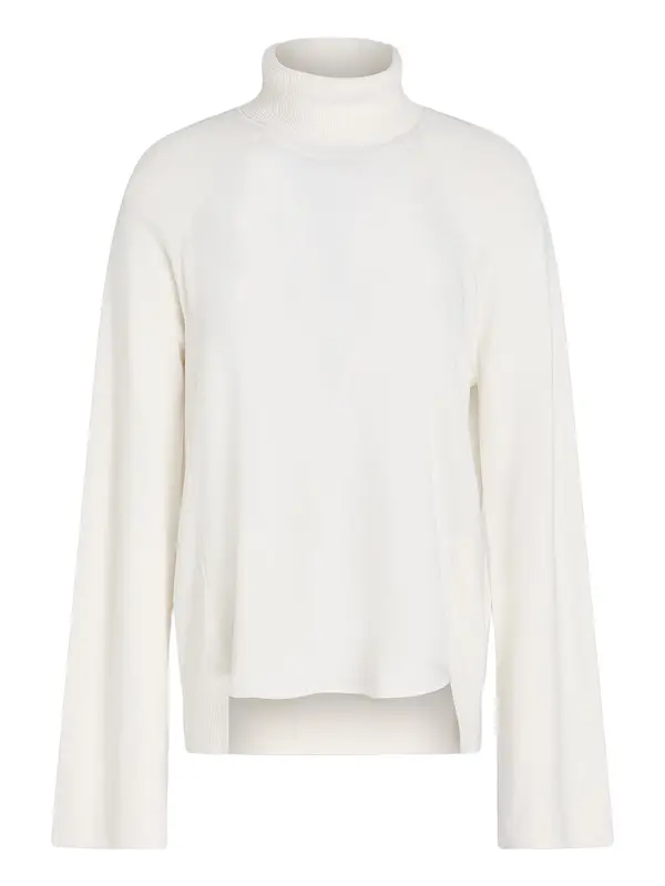 Simkhai Mateo Satin-paneled Knitted Turtleneck Sweater - Ivory
