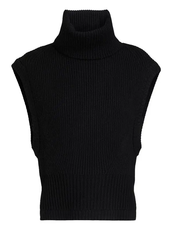 Simkhai Maple Ribbed Wool-blend Turtleneck Vest - Black