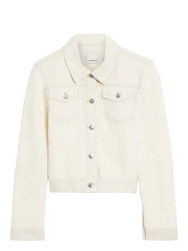 Simkhai Baylin Denim-paneled Bouclé-knit Jacket - Cream