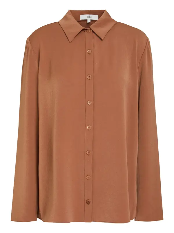 Tibi Twill Shirt - Light Brown
