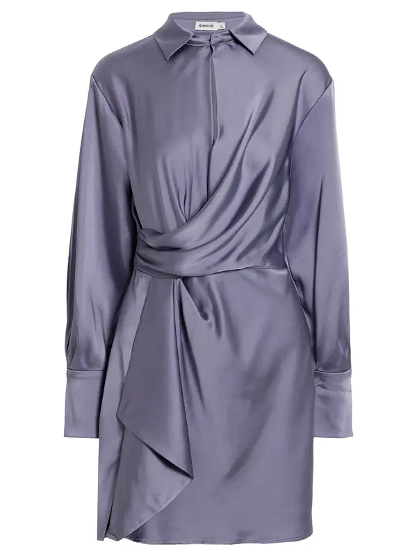 Simkhai Talit Wrap-effect Satin Mini Dress - Lavender
