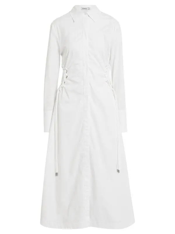 Simkhai Oriana Lace-up Cotton-poplin Midi Shirt Dress - White