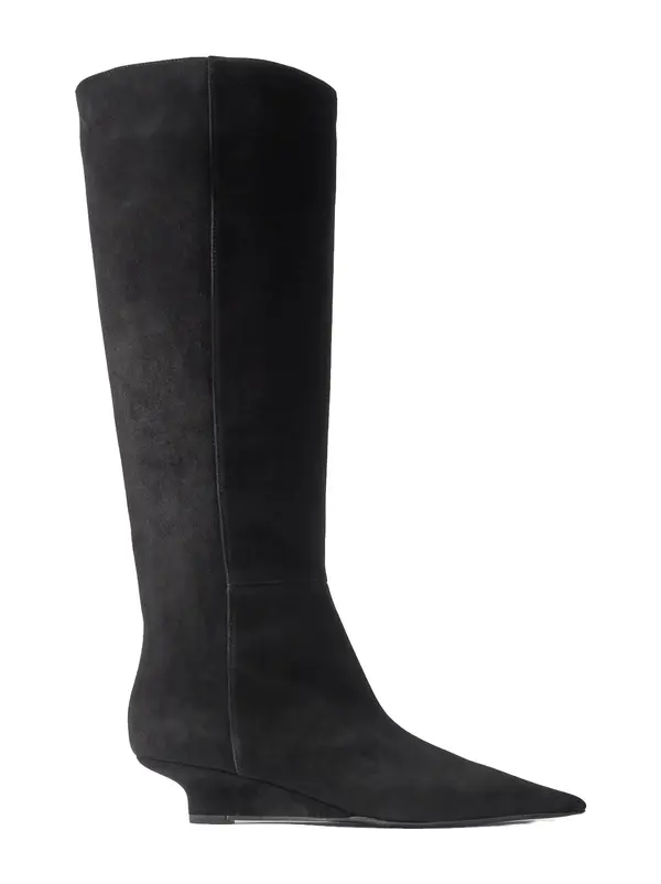 TOTEME Sharp Suede Knee Boots - Black