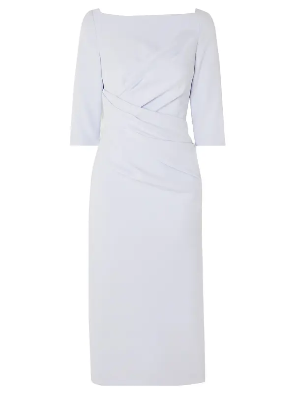 Safiyaa Asena Draped Crepe Midi Dress - Blue