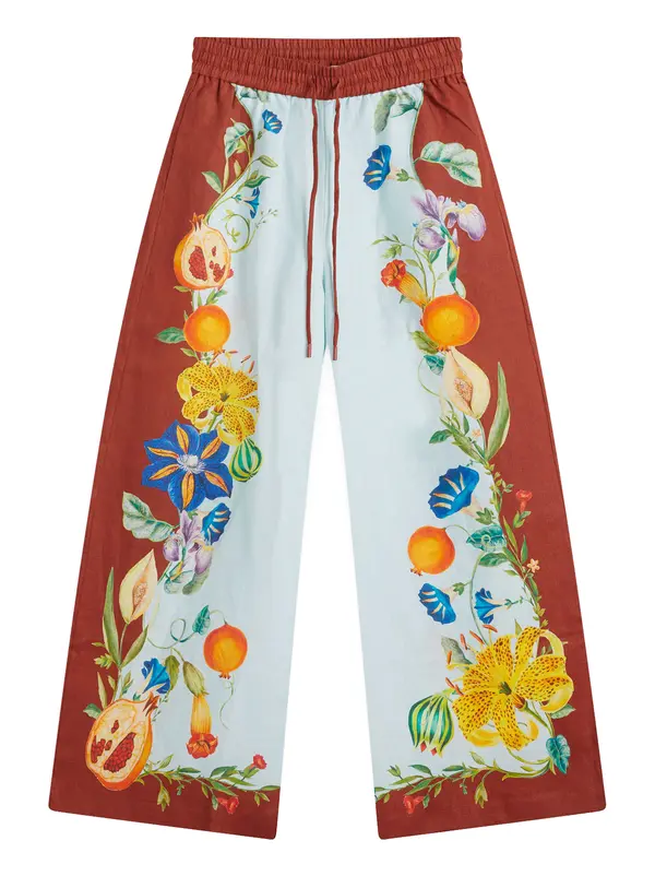 ALEMAIS Alémais Dahlia Floral Linen Pant - Multi