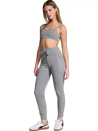 Pink Relay Knit Jogger Pants - Grey