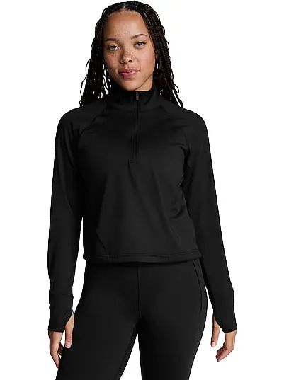 Pink Relay Knit Half-zip Sweatshirt - Black