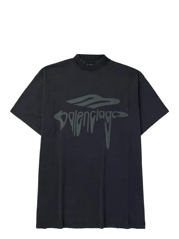 Balenciaga Logo-print Cotton-jersey T-shirt - Black