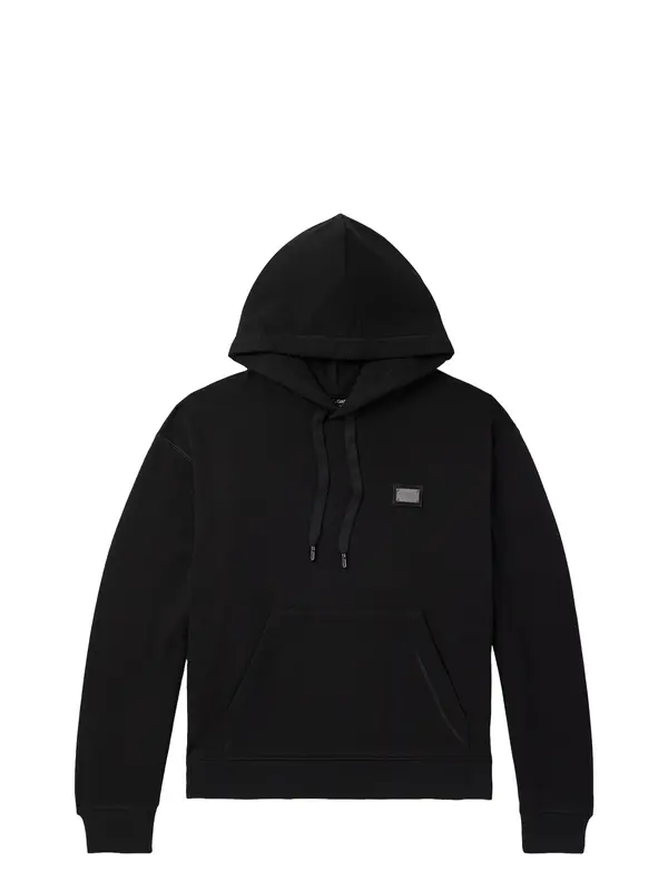 Dolce & Gabbana Cotton-jersey Hoodie With Logo Appliqu - Black