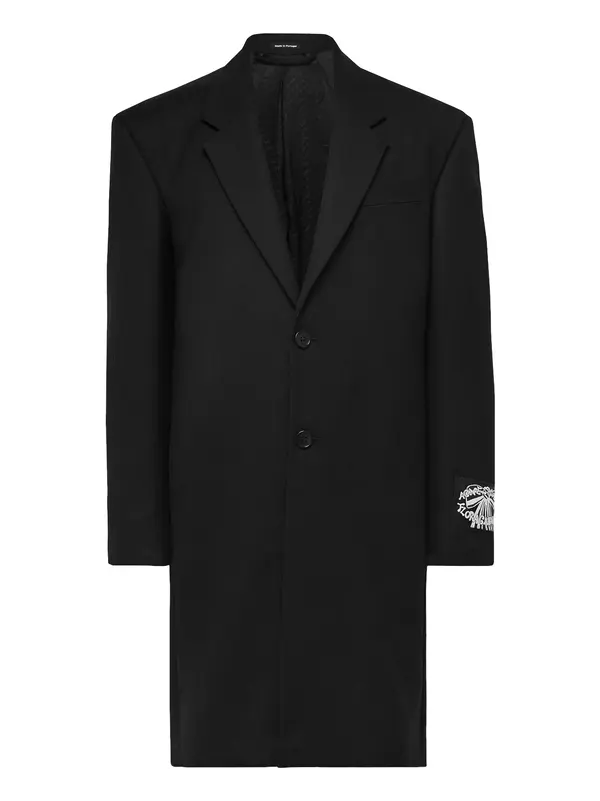 Acne Studios Oversized Wool-twill Blazer With Logo Appliqu - Black