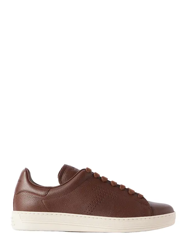 TOM FORD Warwick Perforated Leather Sneakers - Brown