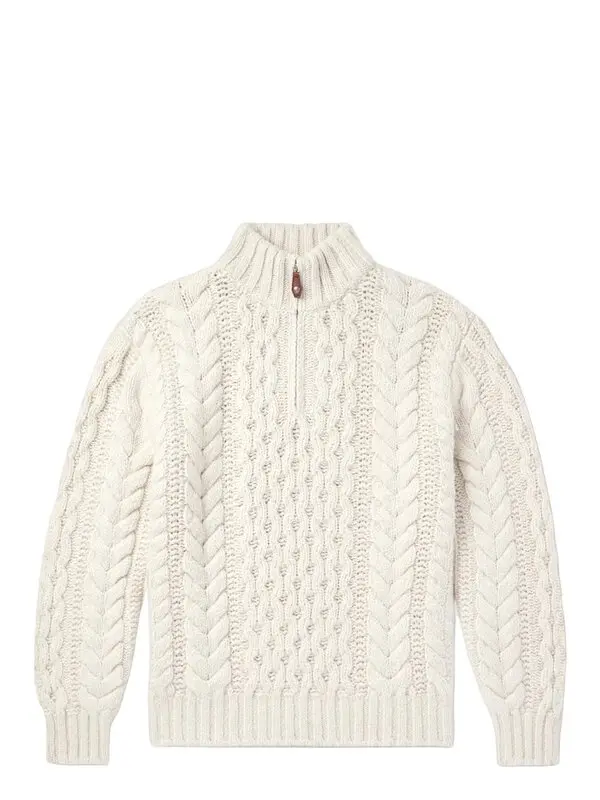 Loro Piana Valduggia Cable-knit Cashmere Half-zip Sweater - Neutrals