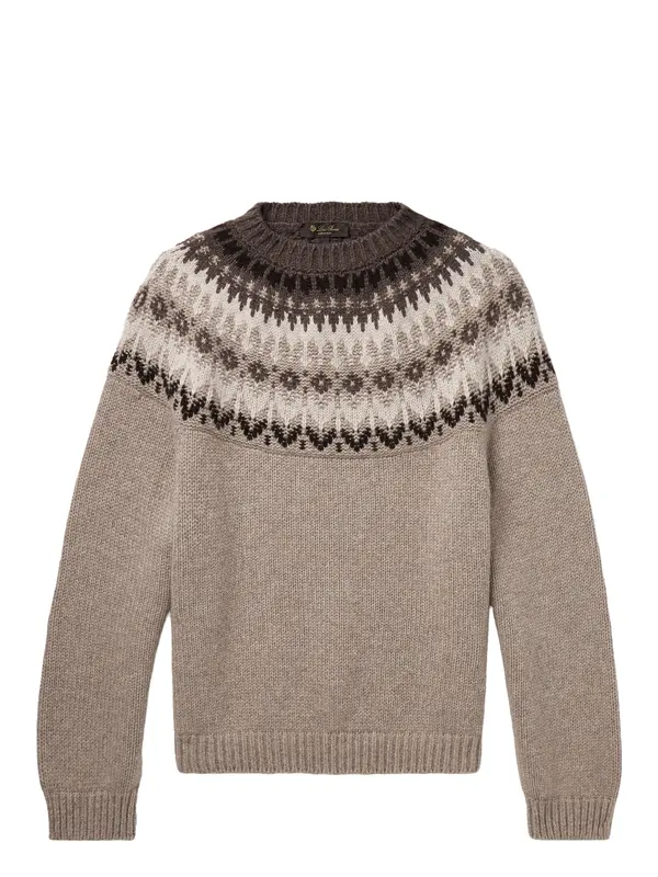 Loro Piana Alpe Pile Fair Isle Cashmere Sweater - Brown