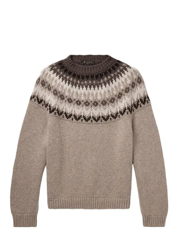 Loro Piana Alpe Pile Fair Isle Cashmere Sweater - Brown