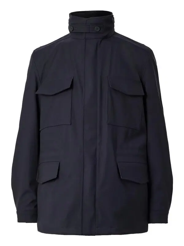 Loro Piana Traveller Logo-appliquéd Bristol Clima System 3l Wool-blend Hooded Field Jacket - Blue