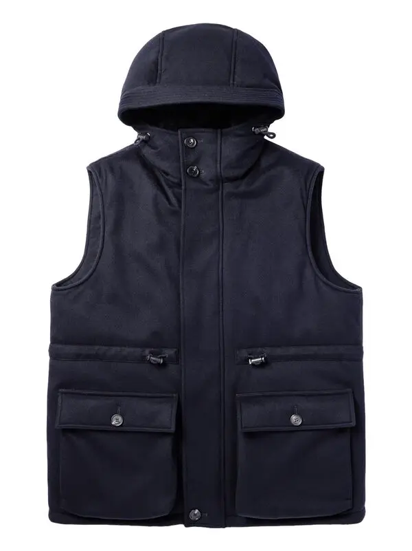 Loro Piana Damiano Shearling-lined Hooded Gilet - Blue