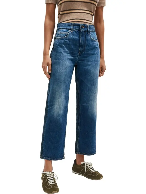 ME+EM Two-tone Straight Crop Jean - Dark Multi Blue