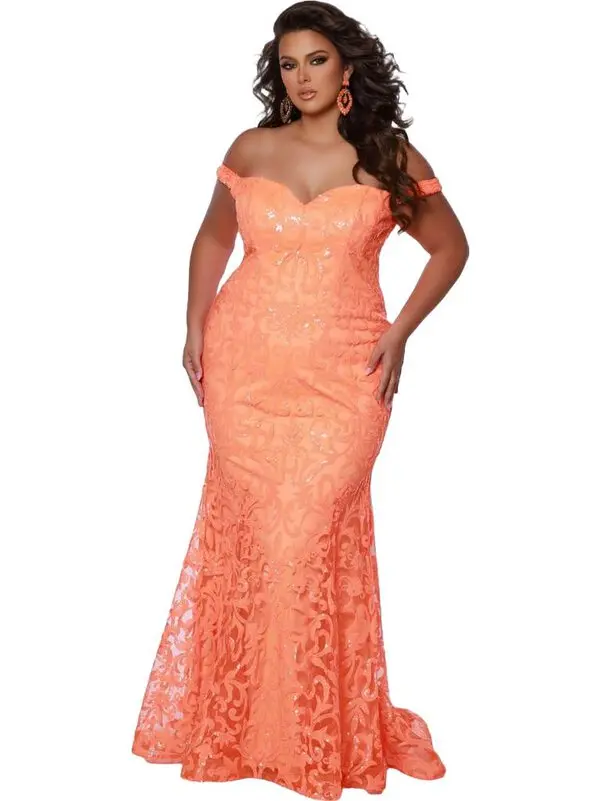 SYDNEY'S CLOSET Off-the-shoulder Mermaid Gown - Tangelo