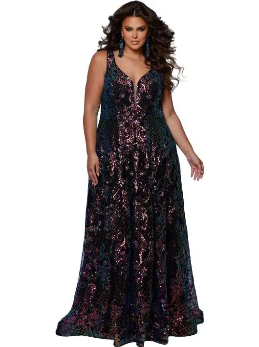 SYDNEY'S CLOSET Sequin A-line Gown With V-neckline - Phoenix