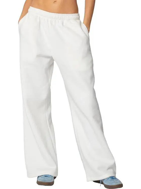 EDIKTED Bonney Bow Wide Leg Sweatpants - Cream