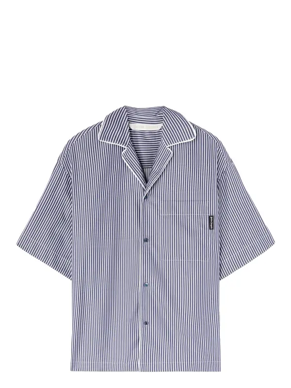 Palm Angels Logo-print Striped Shirt - Blue