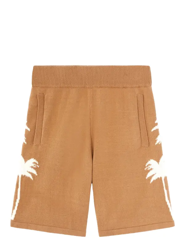 Palm Angels Palm Tree Knitted Shorts - Neutrals