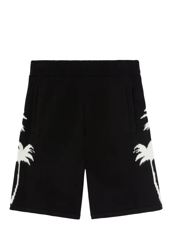 Palm Angels Palm-tree Knitted Shorts - Black
