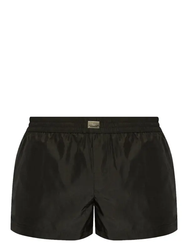 Dolce & Gabbana Logo-plaque Swim Shorts - Black