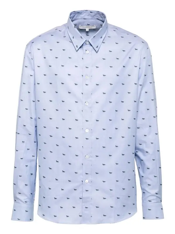 Maison Kitsuné Fox-print Shirt - Blue