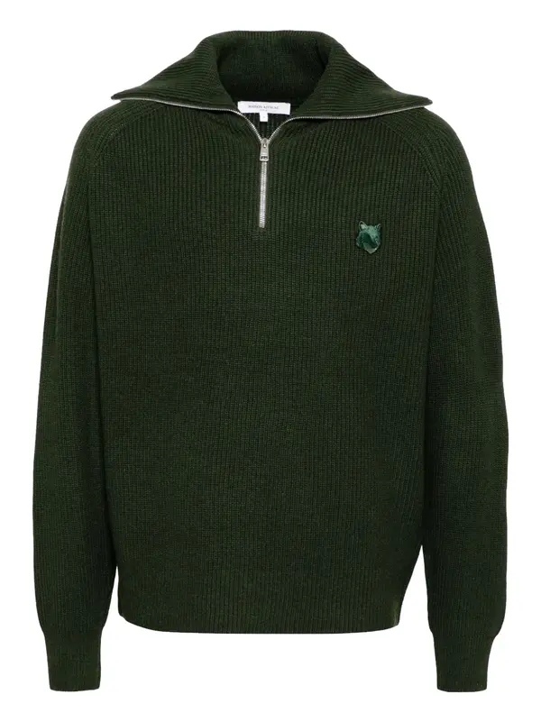 Maison Kitsuné Zip-collar Jumper - Green