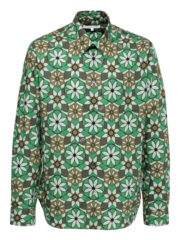 Maison Kitsuné Floral-print Shirt - Green