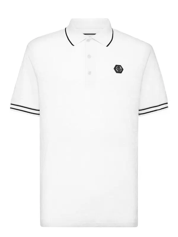 Philipp Plein Jacquard Monogram Polo Shirt - White