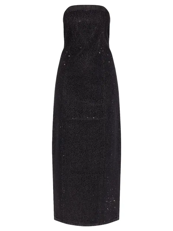 GESTUZ Rhinestone-embellished Midi Dress - Black