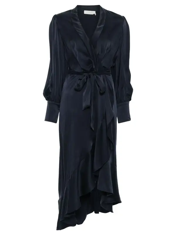 Zimmermann Wrap Silk Midi Dress - Blue