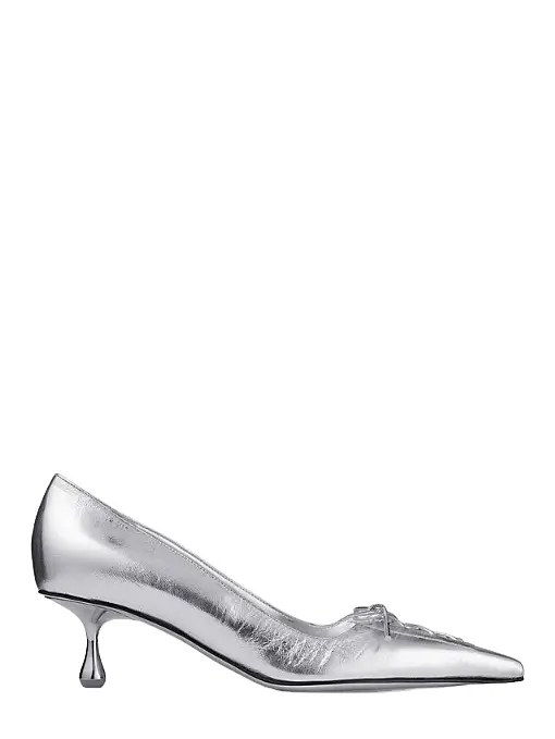 JIMMY CHOO Scarlett 50 Vintage Metallic-leather Courts - Silver