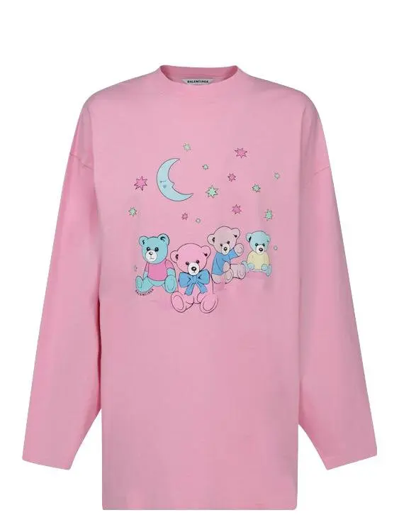 Balenciaga Love Bear Oversized Long Sleeve T-shirt - Pink