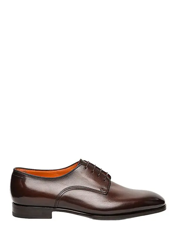 Santoni Adrian Plain Toe Dress Shoes - Dark Brown