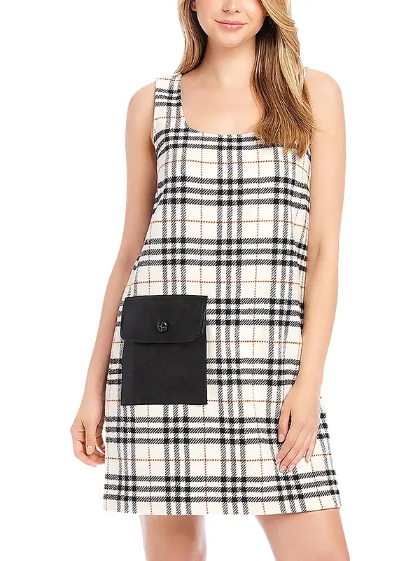Karen Kane Plaid Shift Dress - Cream