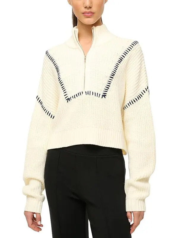 Staud Hampton Cropped Sweater - Ivory/navy