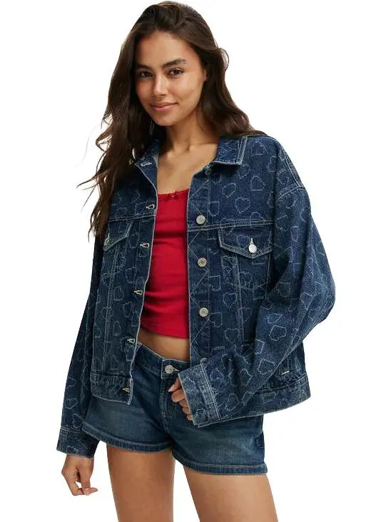 COTTON ON Original Denim Jacket - Atlantic Blue Heart