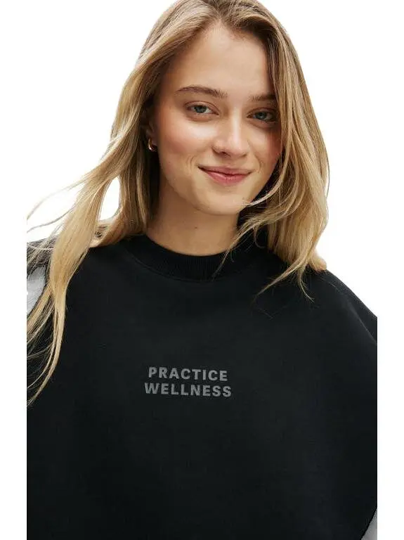 Cotton:on Active Plush Graphic Crew Sweatshirt - Black Wellness