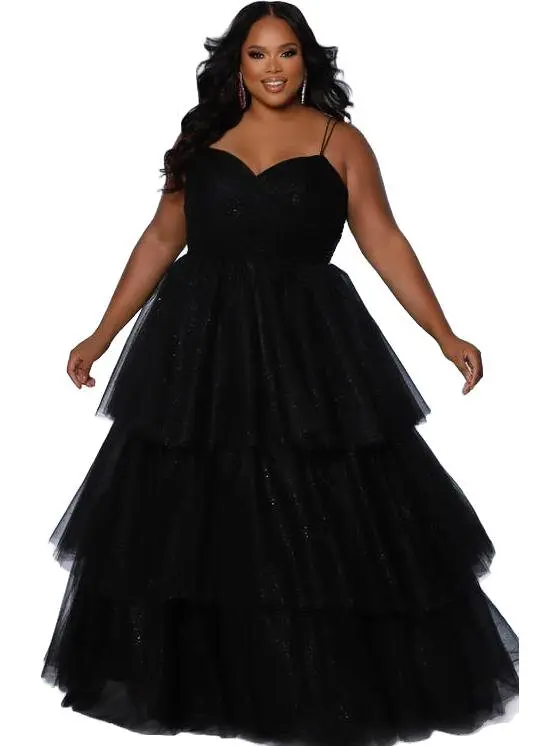 SYDNEY'S CLOSET Tiered Ball Gown - Black